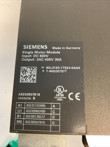 Siemens Z-Axis Single Motor Module 6SL3120-1TE23-0AA3 | eBay