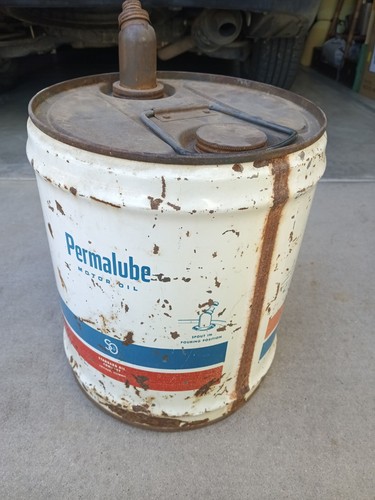 Vintage Standard Oil Permalube Motor Oil 5 Gallon Can w/ Caps & Handle ...