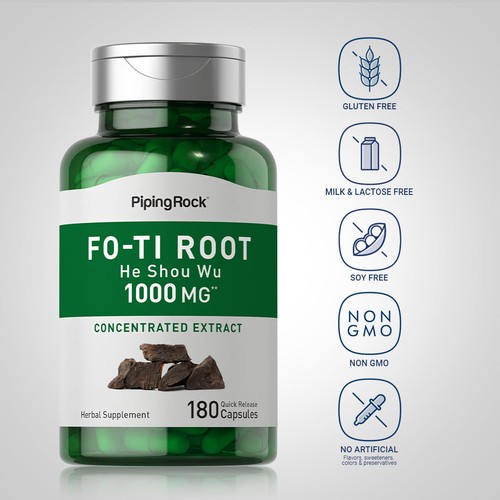 Fo-Ti Supplement 1000 mg | 180 Capsules | Non-GMO, Gluten Free | By ...