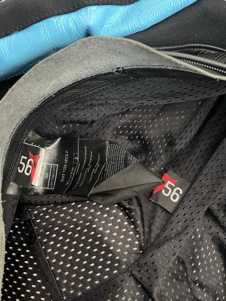 Dainese Assen One Piece Leather Suit 56 White Black Fluo Blue Race Road ...