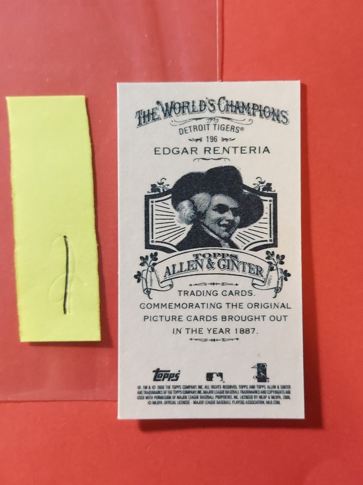 2008 Topps Allen and Ginter Mini A and G Back #196 Edgar Renteria, cd1 ...