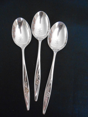 3 Oneida Deluxe LASTING ROSE Stainless OVAL SOUP SPOONS 6 7/8" | eBay