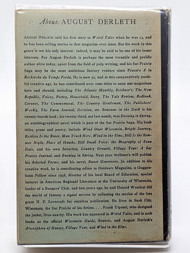 SOMEONE IN THE DARK - August Derleth - Arkham House 1941 SIGNED | eBay