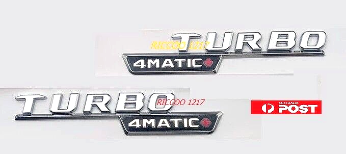 turbo 4Matic badges x 2 for Mercedes Benz 14 x 3cm CLA C class S A B ...