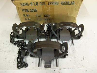 3 Bridger #1.5 Special Coil Spring Foothold Traps Coyote Fox Trapping ...