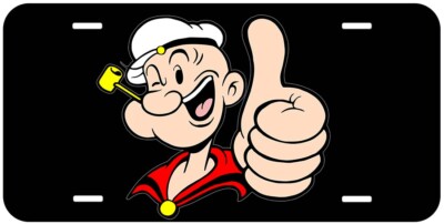 OK Popeye Aluminum Novelty Auto License Plate Black or White | eBay