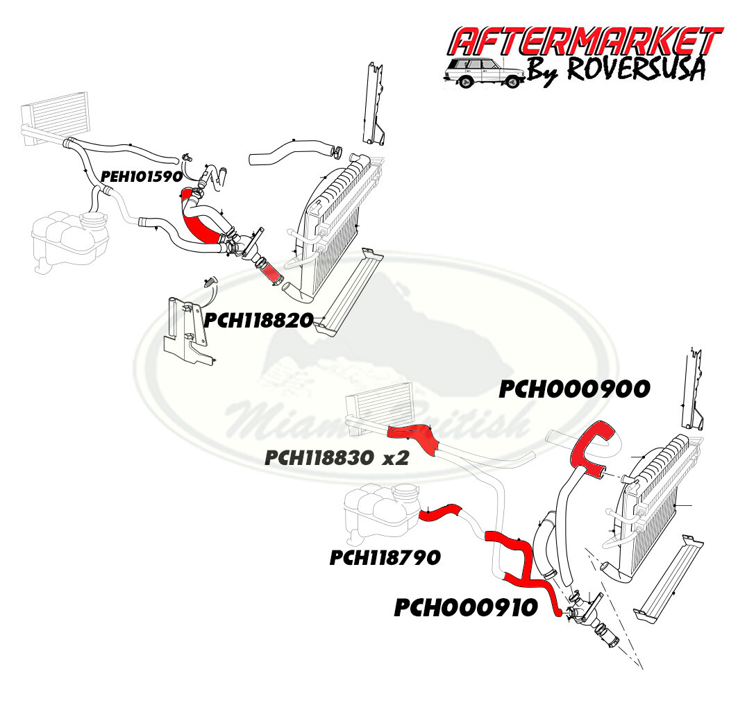 LAND ROVER HOSE RADIATOR SET RANGE ROVER 99-02 ROV0121 AFT | eBay