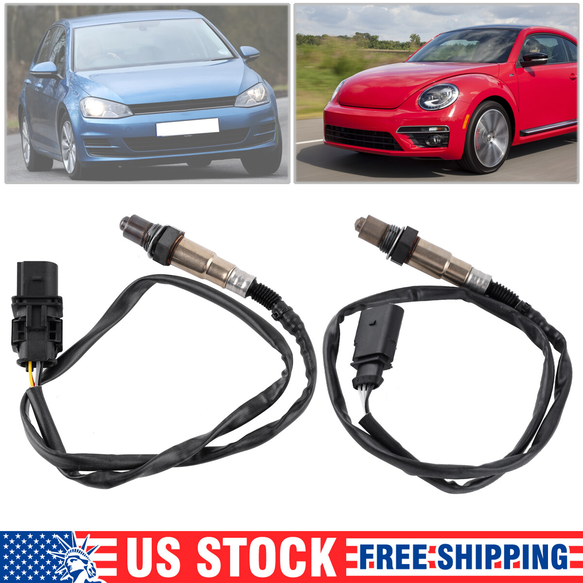 2Pcs Up & Downstream O2 Oxygen Sensor For VW Beetle Golf Passat Rabbit ...