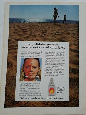 1970 SunGard protection suntan lotion sunburn beach sand vintage ad | eBay