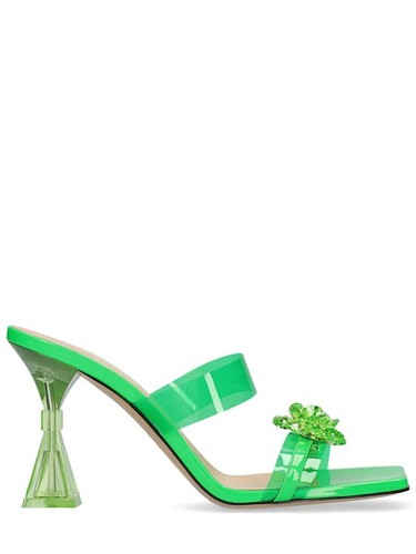 Mach & Mach - 95mm Bow PVC & leather mules - Neon Green | eBay