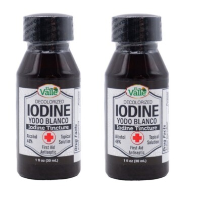 Iodine Tincture Decolorized 1oz First Aid Antiseptic Clear Yodo Blanco ...