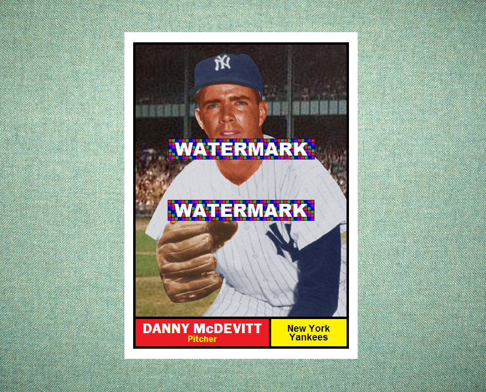 Danny McDevitt New York Yankees 1961 Style Custom Baseball Art Card | eBay