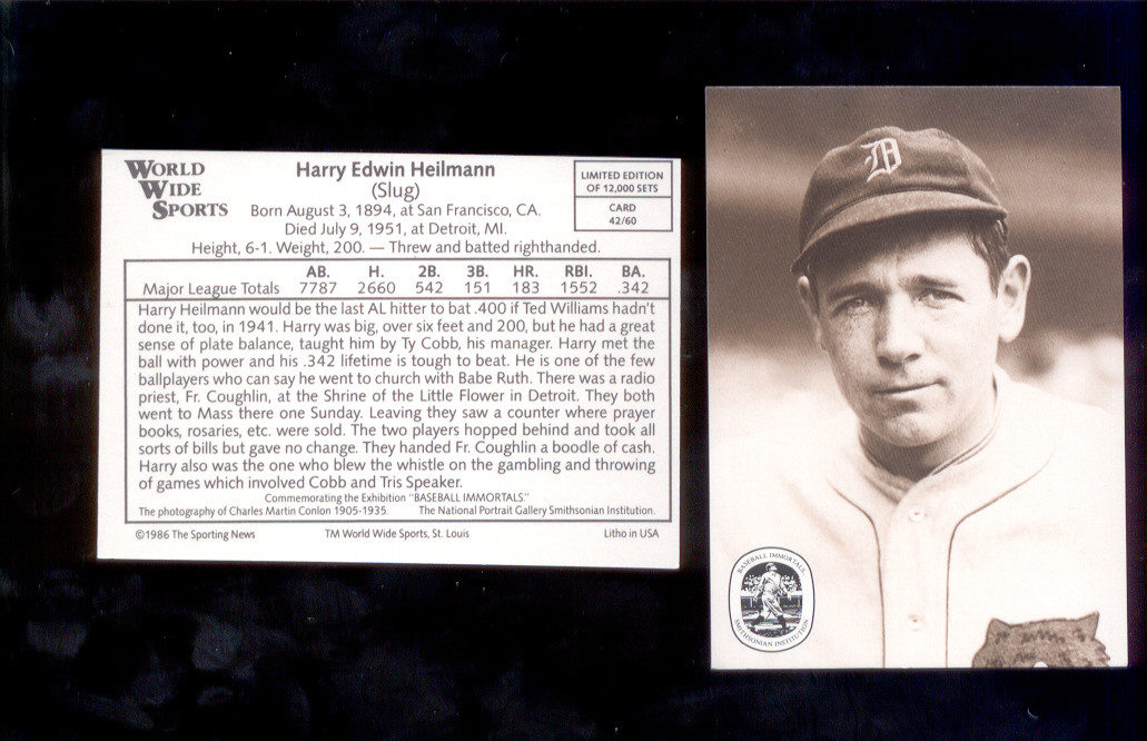 1986 Conlon HARRY HEILMANN Detroit Tigers Hall of Fame Card | eBay
