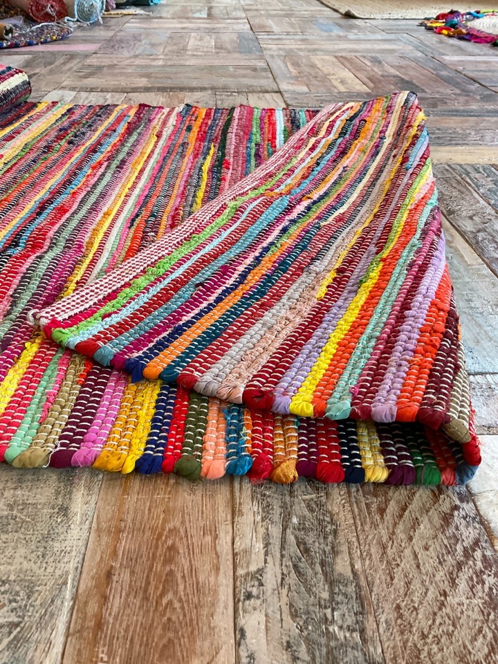 Rag Rug Rainbow Rugs Multi Colour Chindi Floor Mat Striped Mats ...