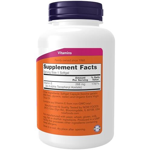 Vitamin E D Alpha Tocopheryl 400 IU Softgels 250 Count Antioxidant ...