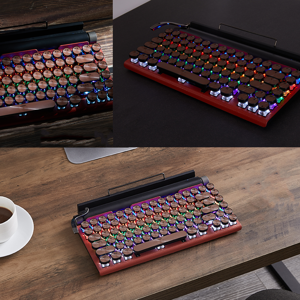 Steampunk Typewriter Mechanical Keyboard Bluetooth Wireless Dual Modes ...