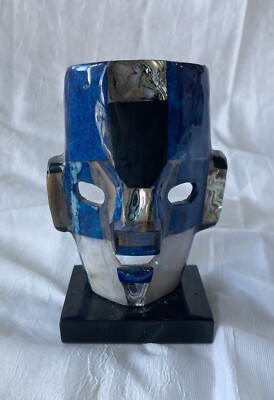 Mayan Aztec Inca Mosaic Abalone Tribal Death Burial Mask Inlay Folk Art ...
