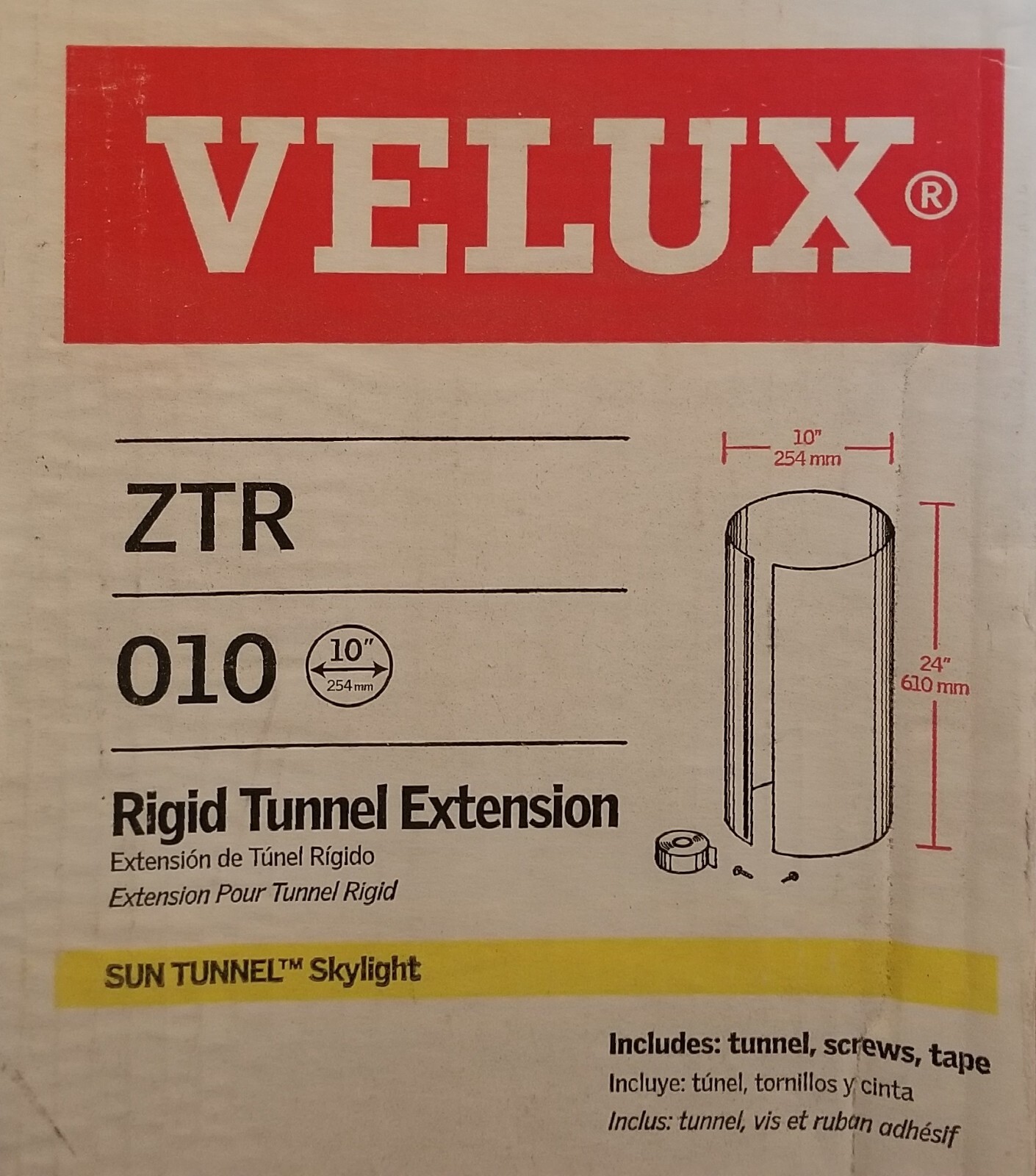 VELUX ZTR 010 10in X 24in Rigid Tunnel Extension for sale online | eBay