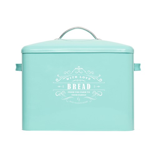 Extra Large Teal Farmhouse Bread Box for Kitchen Countertop - Bread ...
