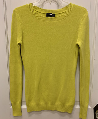 Express Size Small Long Sleeve Bright Colorful Yellow Round Neck Ribbed ...