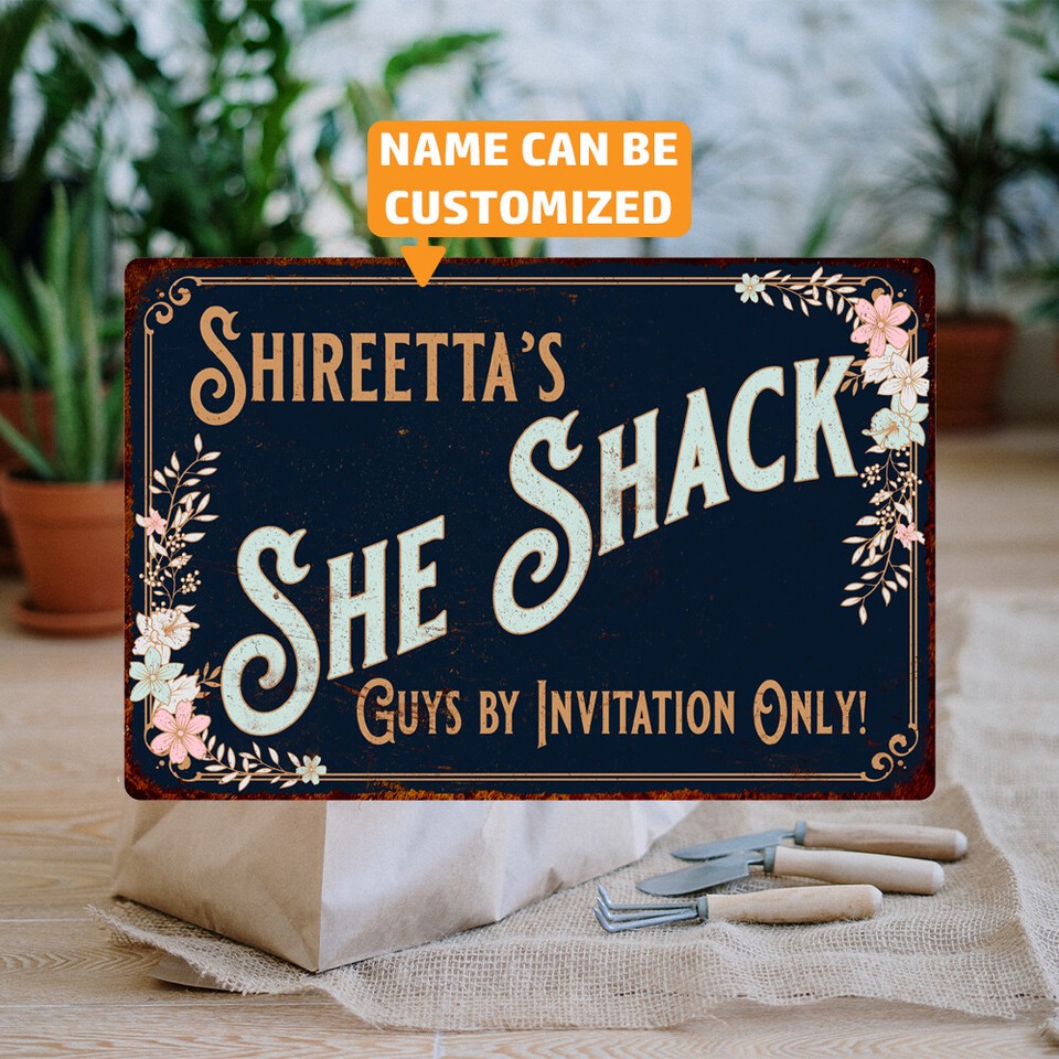 Personalized SHE SHACK Sign Wall Decor Your Name Custom Shed Lady ...