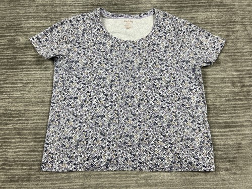 White Stag Top Womens XXL 20 Multicolor Floral Short Sleeve 100% Cotton ...