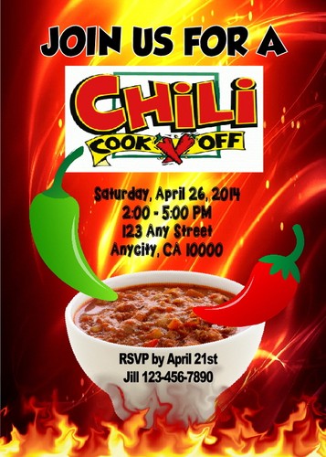 CHILI COOK OFF THROWDOWN PARTY INVITATION & FREE THANK YOU CARD | eBay