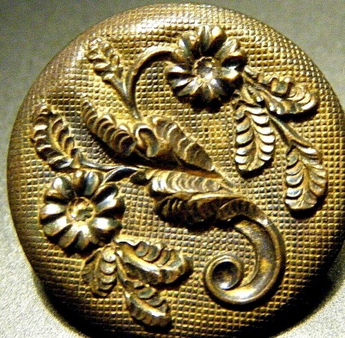 Antique Button brass floral design back mark "Benedict & Burnham Extra ...