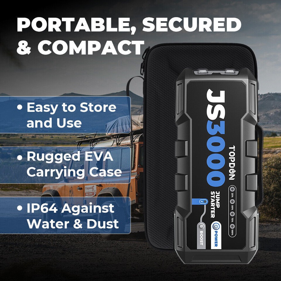 TOPDON JumpSurge3000 Jump Starter 3000A Car Battery Jumper 24000mAh ...