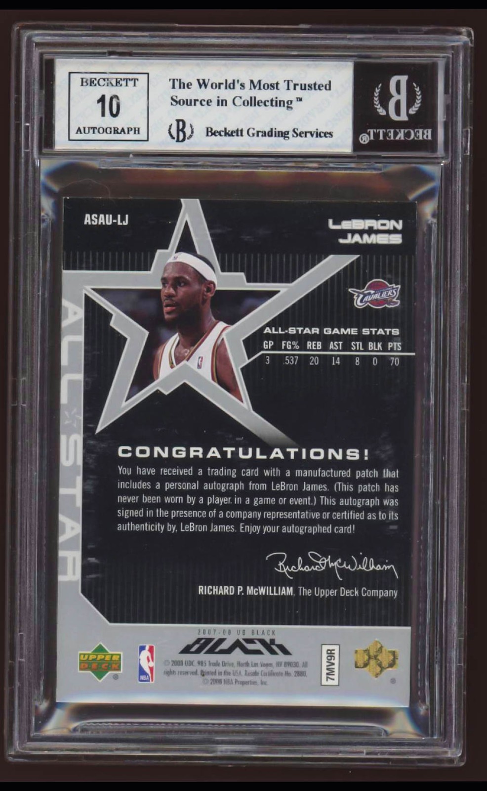 2007 UD Black LeBron James #3/25 Logoman All-Star Autographs Patch BGS ...