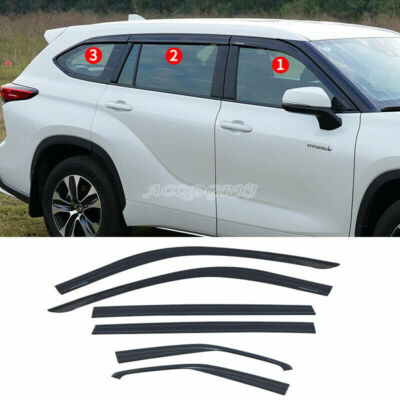 6p For Toyota Highlander 2020-2023 Black Window Visor Vent Shades Sun ...