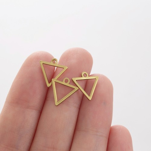 20Pcs Raw Brass Hollow Geometric Triangle Shape Charms Pendants 12mm ...