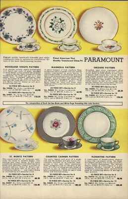 1956 PAPER AD COLOR Paramount American China Sinclair Stemware Bar Ware ...