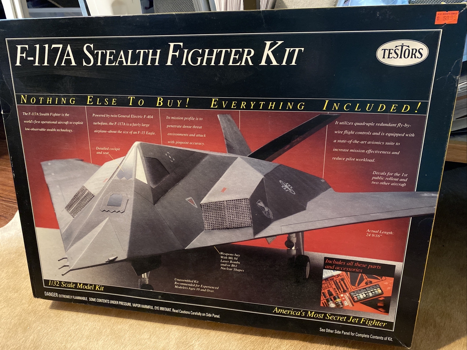 Vtg Testors 1:32 F-117 A F-117A Stealth Fighter Plastic Aircraft Model ...