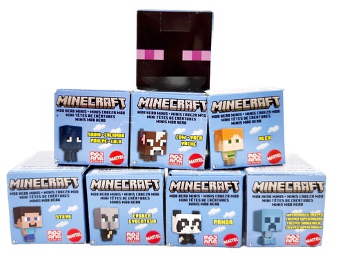 Minecraft Mob Head Minis Set Of 8 Enderman Squid Cow Alex Steve Evoker ...