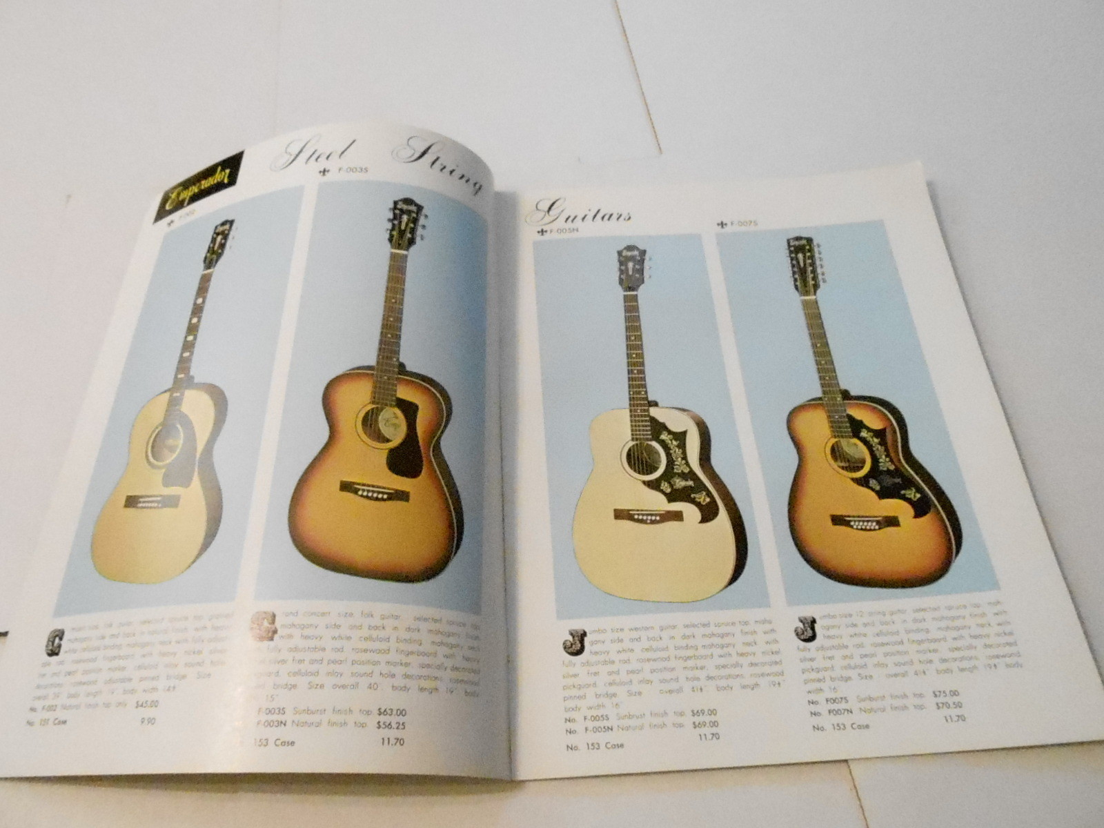 VINTAGE MUSICAL INSTRUMENT CATALOG #10093 - 1960s EMPERADOR GUITARS | eBay