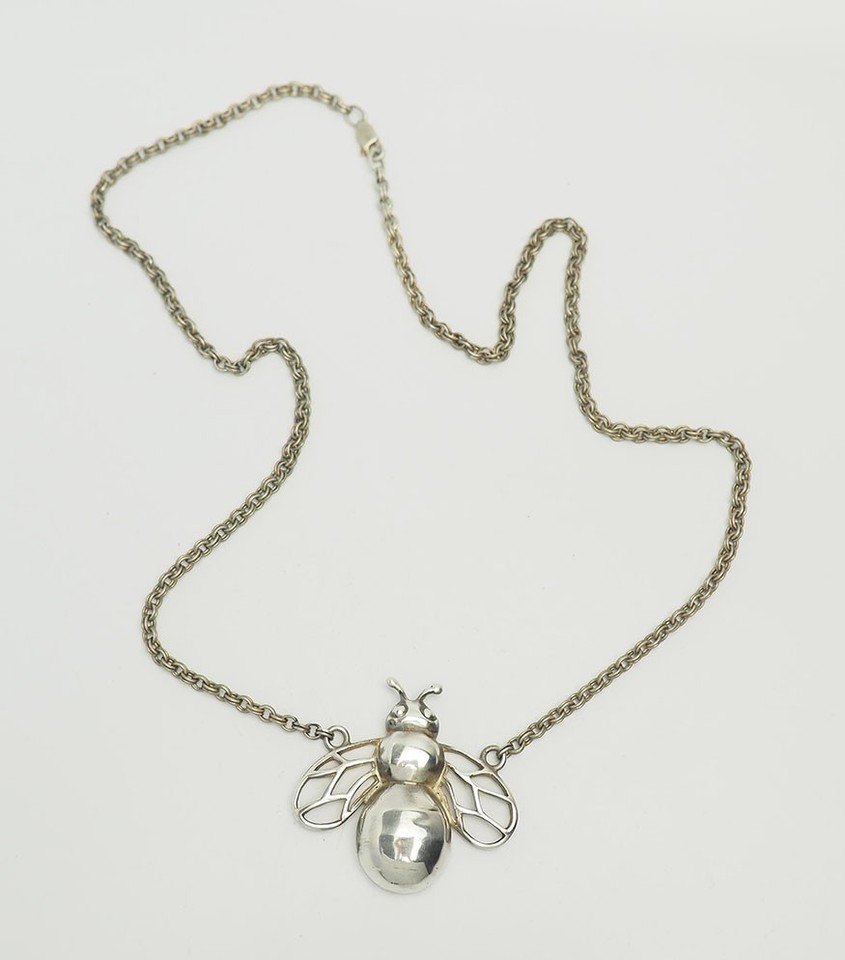 Unusual handmade large bee insect sterling silver necklace | eBay