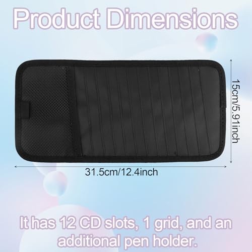 Car CD DVD Case Holder, Protective Vehicle Sun Visor Organizer with 12 ...