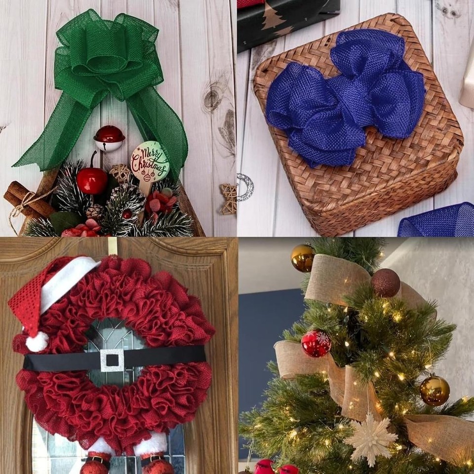 Black Burlap Wired Ribbon 1-1/2 Inch x 10 Yards for Crafts DIY Decor ...