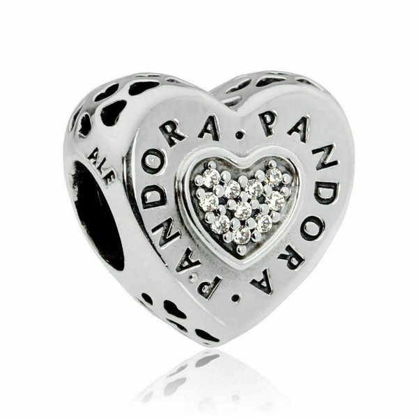 Authentic PANDORA Signature Heart Charm 797375cz Retired for sale ...