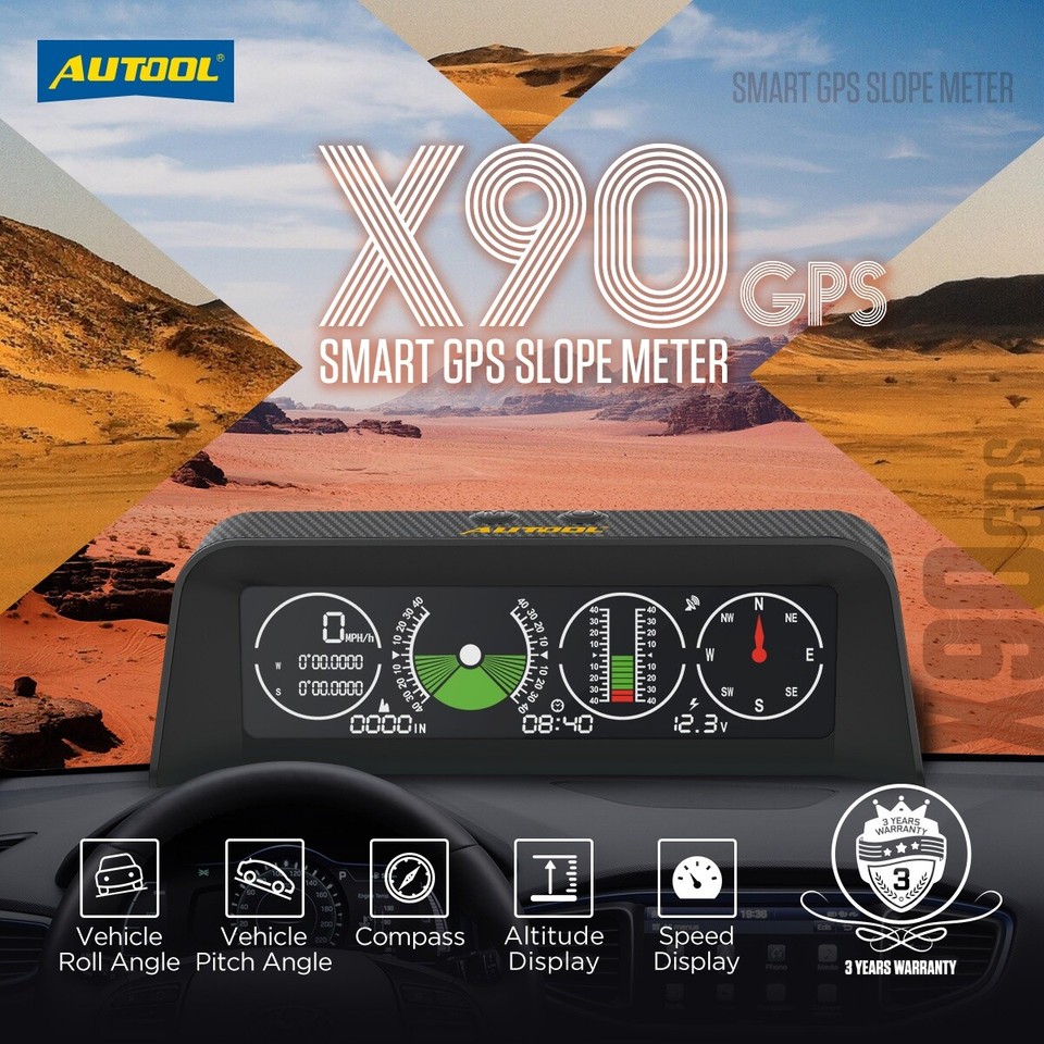 Car GPS Inclinometer Slope Meter Speedometer Compass Tilt Pitch Angle ...