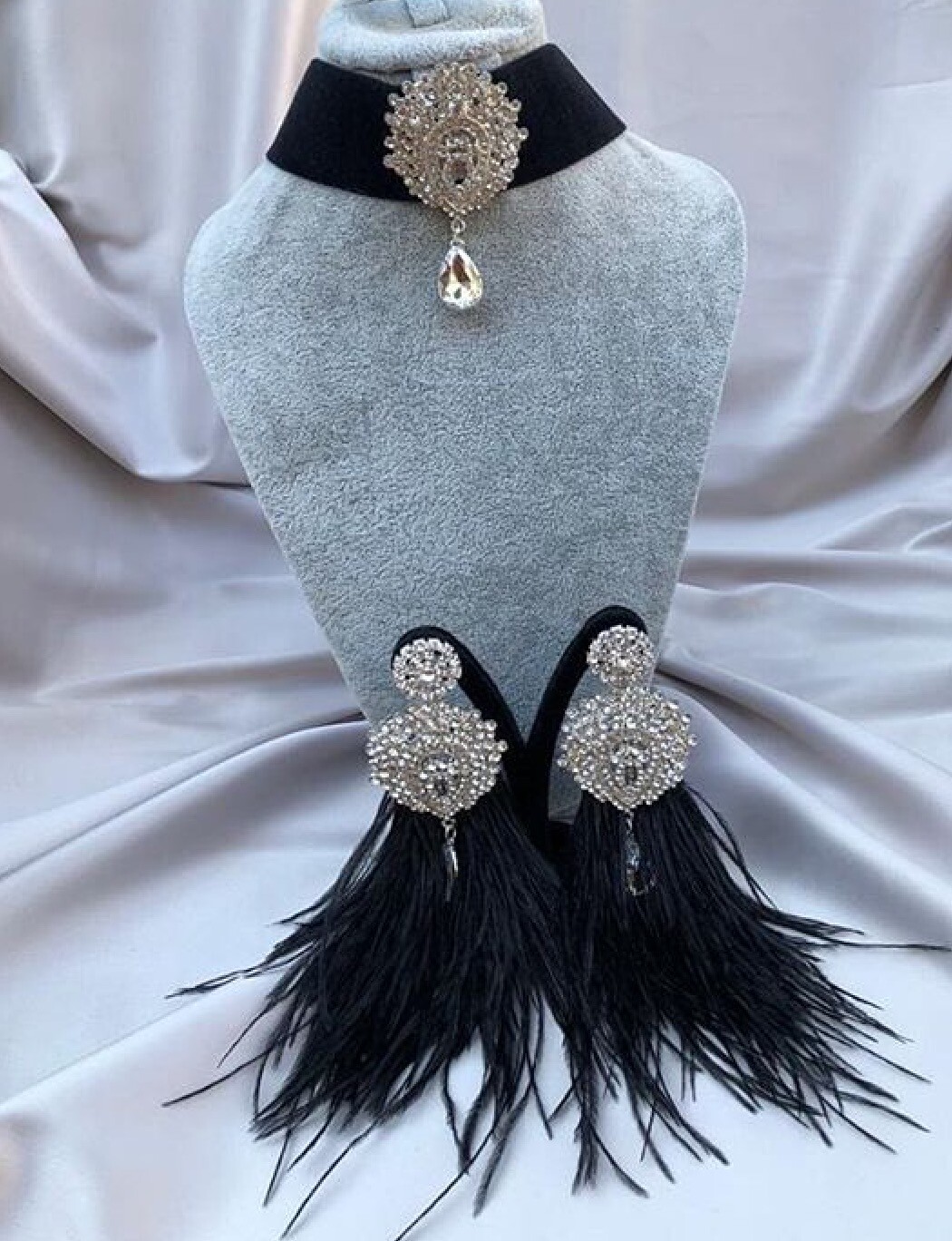 Handmade Exclusive Extra Long Rhinestone Jewelry Ring Necklace Set | eBay