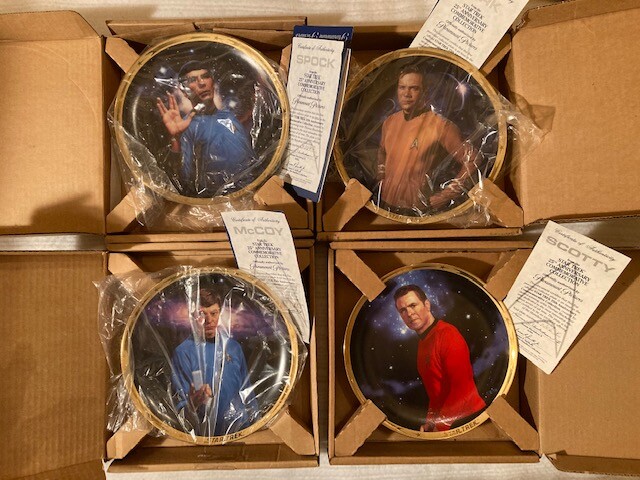 Star Trek Kirk, Spock, McCoy, Scotty Hamilton Plate Complete Lot of 4 w ...