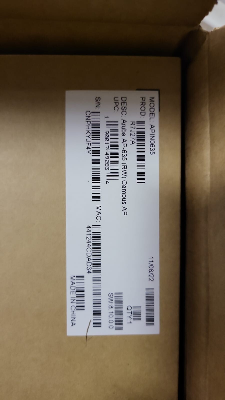 NEW Aruba R7J27A AP-635-RW Tri Band 802.11ax 3.90Gbit/s Wireless Access ...