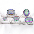 Xmas Gift 5 pcs 1 Lot Wholesale Lot Mixed Mystical Rainbow Topaz Rings ...