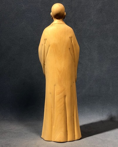 Boxwood Carved Standing Praying Monk Statue Buddhism Zen Figure Decor ...