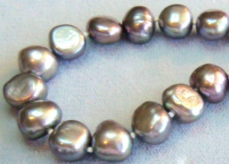 JCM JACMEL MAURITIUS 14K BLUEISH SILVER PEARL NECKLACE & BRACELET ...