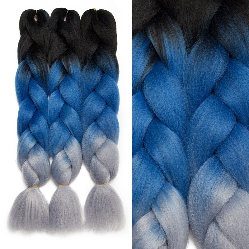 24" Handmade Jumbo Braiding Hair Extensions Plaited Box Braids Ombre ...