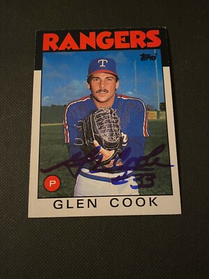 Glen Cook Signed 1986 Topps Card Auto Texas Rangers Autograph Baseball ...