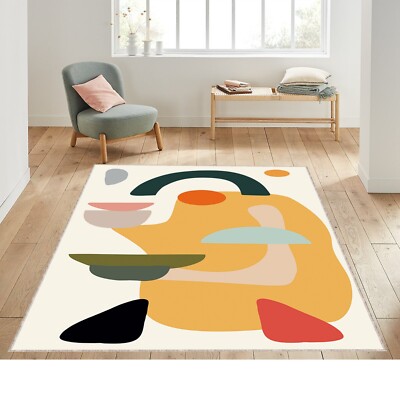 Hand Drawn Rug, Colorful Minimal Abstract Rug, Colorful Modern ...